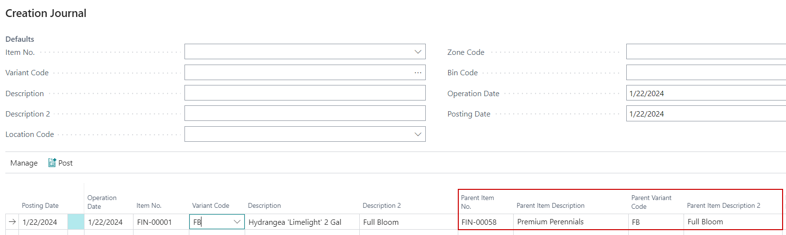 SilverLeaf Production Product Hierarchy